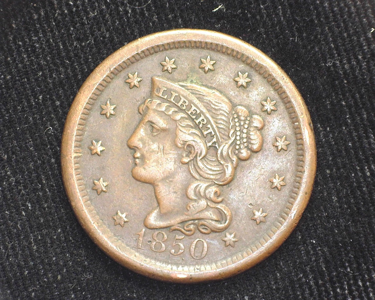 1850 Large Cent Braided Hair Cent XF - US Coin — Huntington Stamp ...