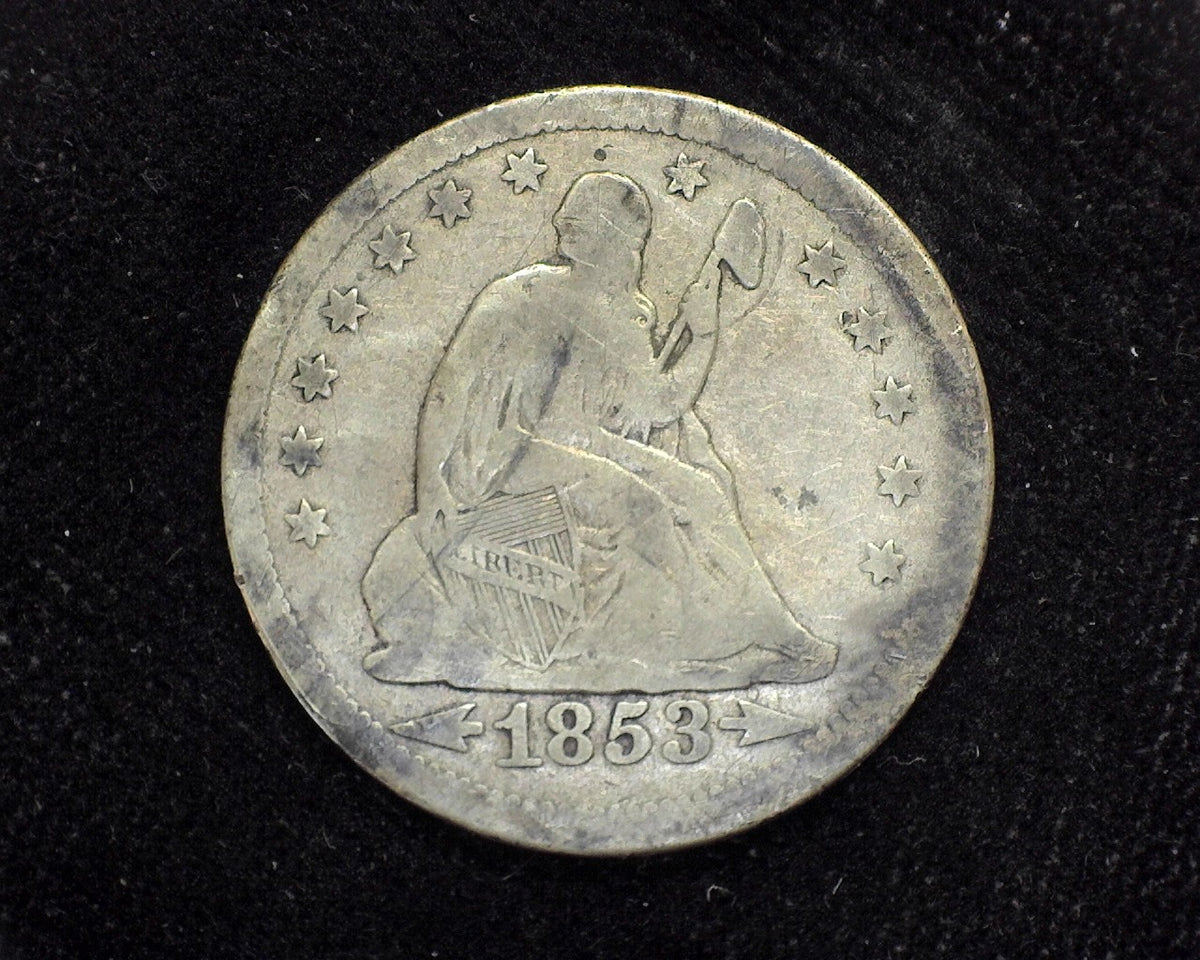 1853 Arrows and Rays Liberty Seated Quarter F - US Coin — Huntington ...