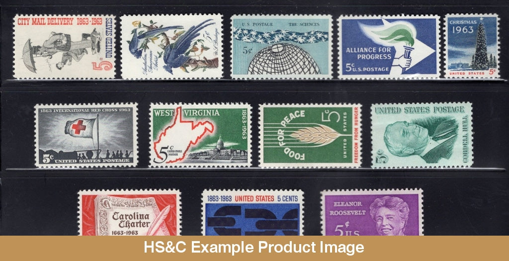 1963 US Commemorative Stamp Year Set MNH #1230-1241 F/VF — Huntington ...