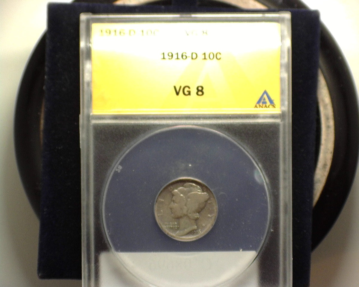 1916 D Mercury Dime VG8 - US Coin — Huntington Stamp & Coin Shop