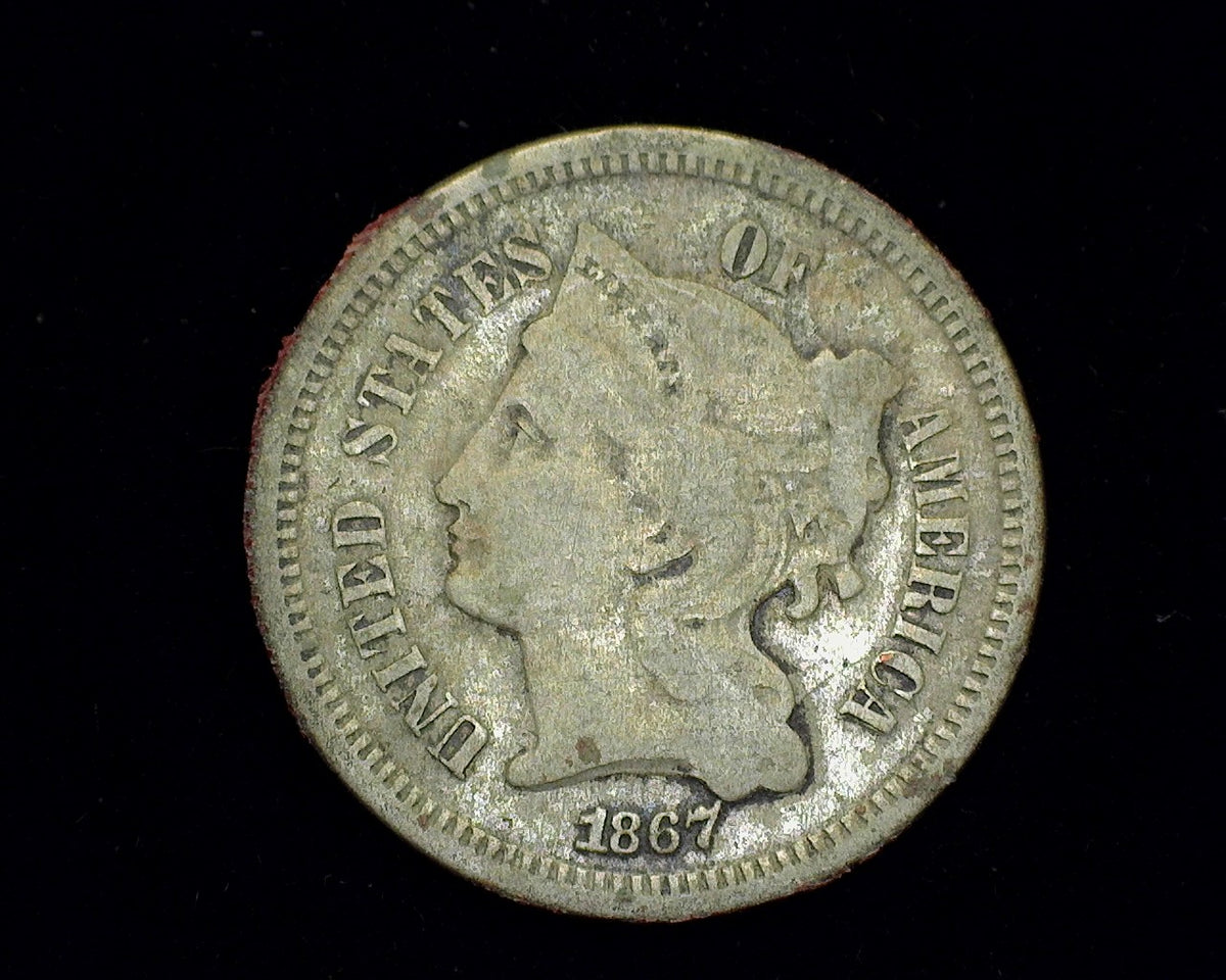 1867 Three Cent Nickel G - US Coin — Huntington Stamp & Coin Shop