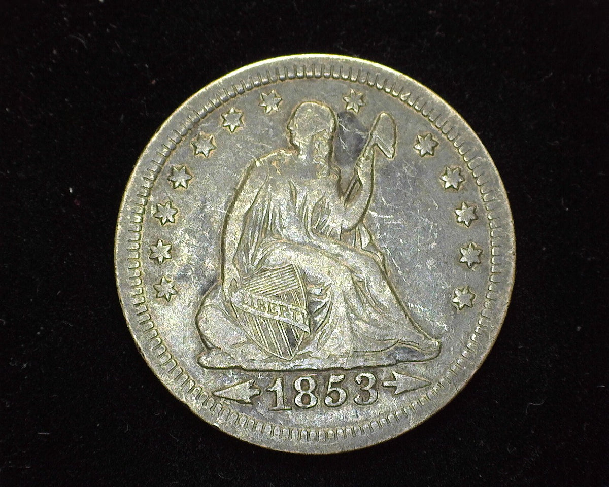 1853 Arrows & Rays Liberty Seated Quarter VF - US Coin — Huntington ...