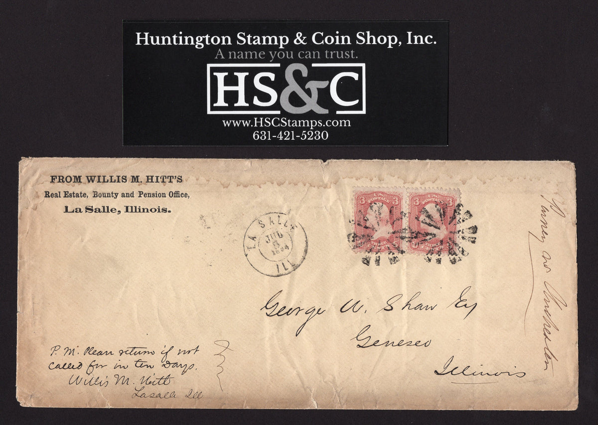 HS&C Scott Pair of Scott 65 Stamps on Unusual Cover US Stamp ...